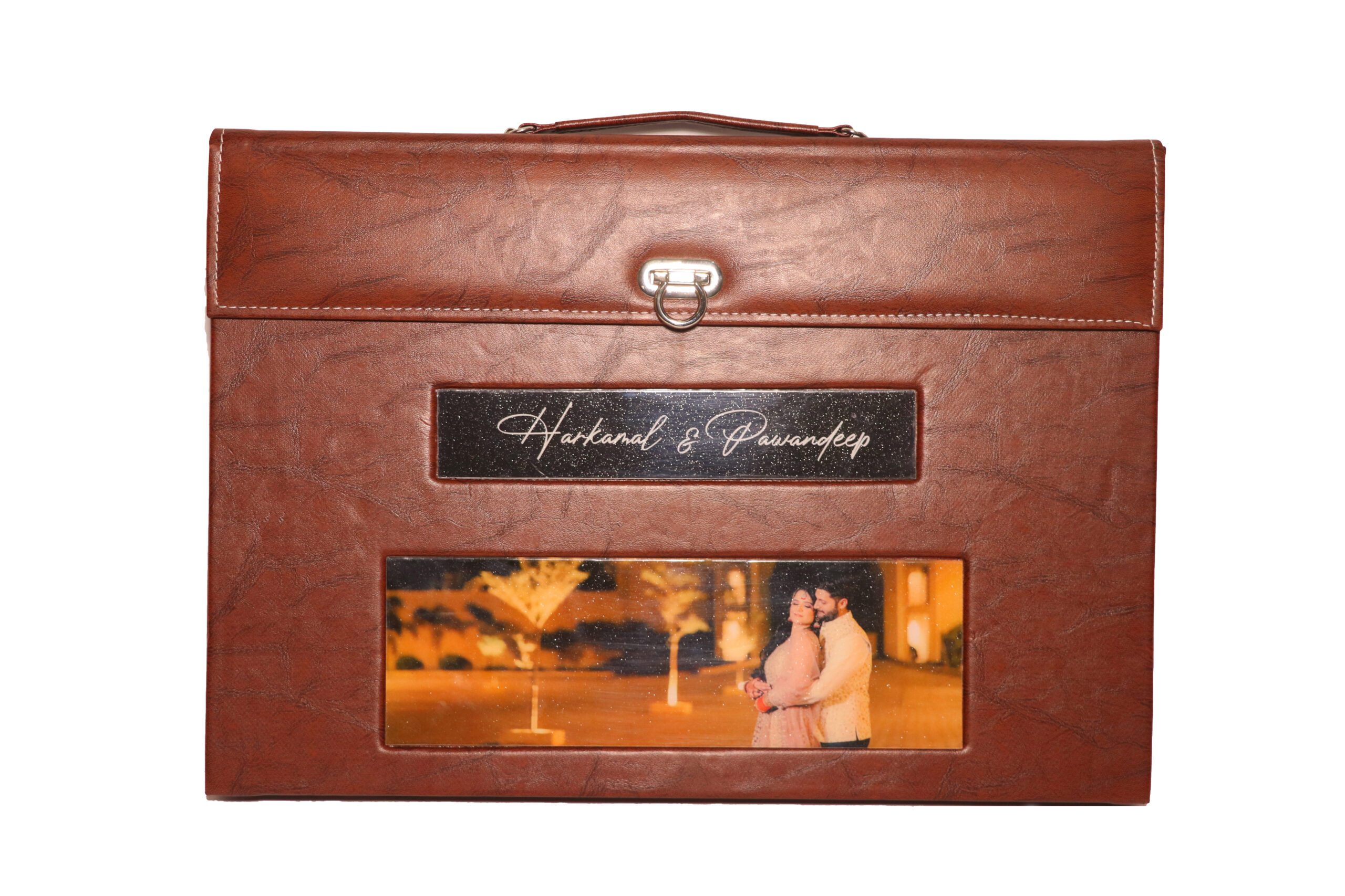 Premium Wedding Album Brown Combo With Nameplate - (12x36inch) - Album ...